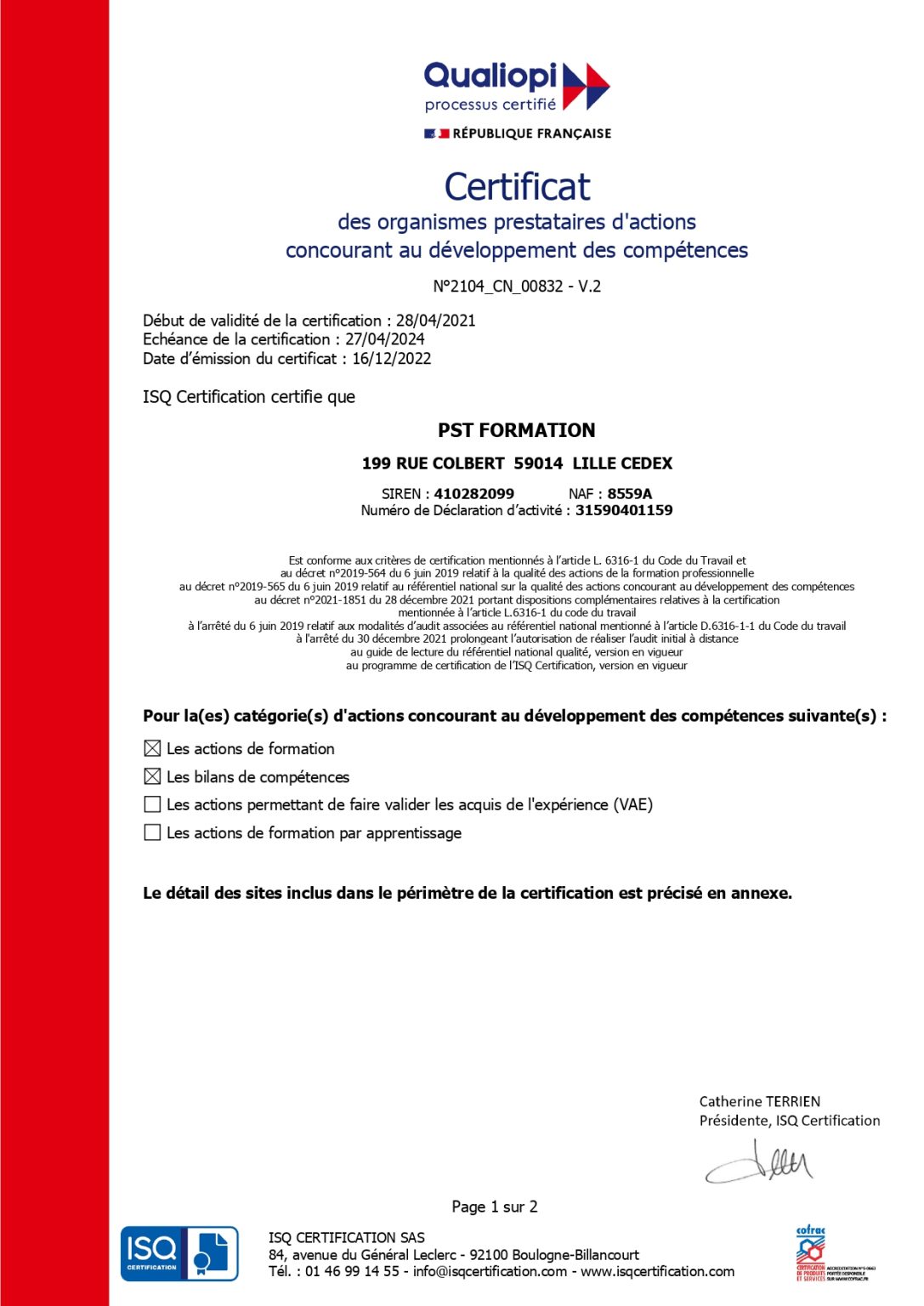CERTIFICAT QUALIOPI | PST Formation